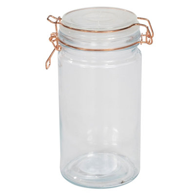 KITCHEN STORAGE JAR WITH COPPER CLIP 20CM