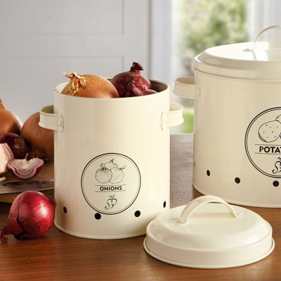 Kitchen Storage Onions Metal Jar