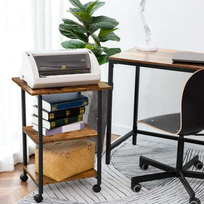 Kitchen Storage Trolley, Mobile Printer Stand, 3-Tier Printer Cart with ...