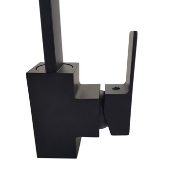 Kitchen Tap Black Finish Lever Mixer Tap Square Mono Faucet