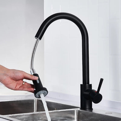 Kitchen Tap Black Finish Pull Out