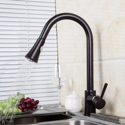 KITCHEN TAP BLACK MIXER TAP WITH PULL OUT HOSE MONOBLOC SINK FAUCET