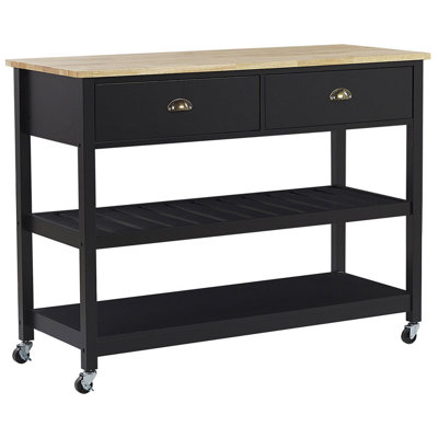Kitchen Trolley NAVARINO Wood Black
