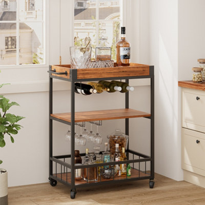 Kitchen Trolley Storage Cart Mobile Wheeled Trolley with Storage ...