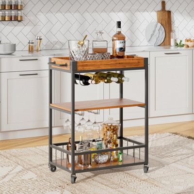 Kitchen Trolley Storage Cart Mobile Wheeled Trolley with Storage ...