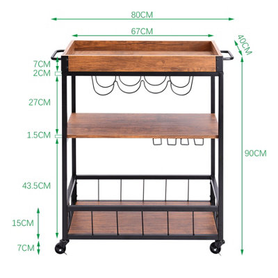 Kitchen Trolley Storage Cart Mobile Wheeled Trolley with Storage ...