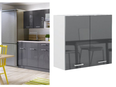 Kitchen Unit 80cm 800mm Wall Cabinet 2 Door Cupboard Soft Close Grey ...