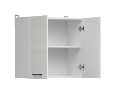 Kitchen Wall Cabinet 800mm Unit Cupboard 2 Door 80cm Chalk White Gloss ...