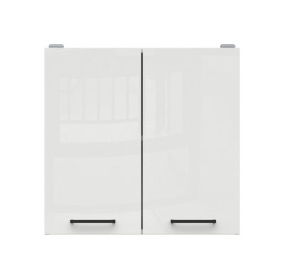 Kitchen Wall Cabinet 800mm Unit Cupboard 2 Door 80cm Chalk White Gloss ...