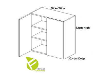 Kitchen Wall Cabinet 800mm Unit Grey High Gloss Storage Cupboard Modern ...