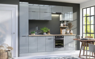 Kitchen Wall Unit 600mm Extractor Fan Hood Housing Cabinet Modern Grey ...