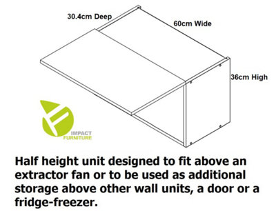 Kitchen Wall Unit 600mm White Gloss Extractor Fan Hood Housing Cabinet ...