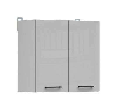 Kitchen Wall Unit 800mm Cabinet 80cm Door Cupboard Light Grey Gloss Storage Junona