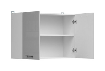 Kitchen Wall Unit 800mm Cabinet 80cm Door Cupboard Light Grey Gloss Storage Junona