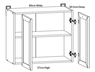 Kitchen Wall Unit 800mm Cabinet 80cm Door Cupboard Light Grey Gloss Storage Junona