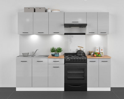 Kitchen Wall Unit 800mm Cabinet 80cm Door Cupboard Light Grey Gloss ...