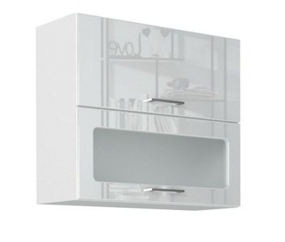 Kitchen Wall Unit 800mm Cabinet Cupboard Glass 80cm Display White Gloss ...