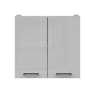 Kitchen Wall Unit 800mm Cabinet Unit 80cm Door Cupboard Light Grey Gloss Junona