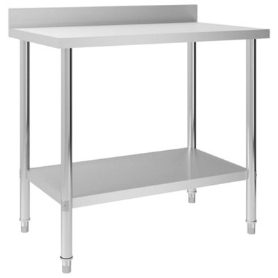 Kitchen Work Table with Backsplash 100x60x93 cm Stainless Steel