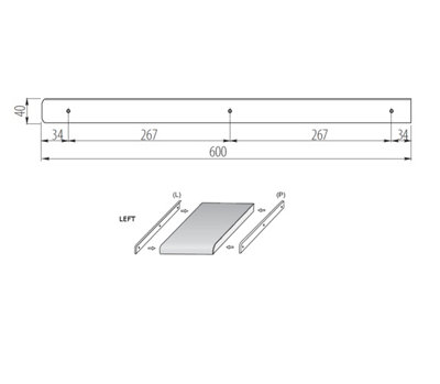 Kitchen Worktop End Edging Trim 40mm - Type Left - Colour Aluminium