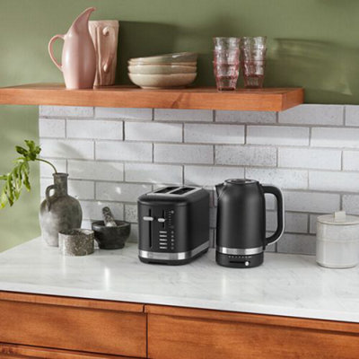 KitchenAid Breakfast Suite Matte Black 1.7L Kettle and 2 Slice Toaster Set