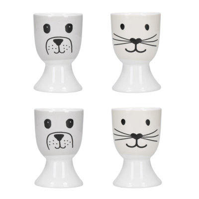 KitchenCraft 4-Piece Novelty Ceramic Egg Cup Set | DIY at B&Q