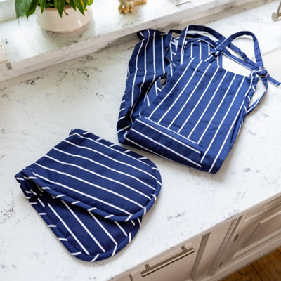 KitchenCraft Blue Butcher's Stripe Apron