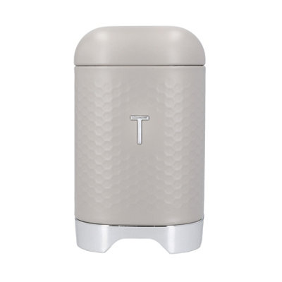 KitchenCraft Lovello Textured Geo Metal Tea Caddy Latte