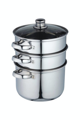 KitchenCraft Stainless Steel Three Tier 22cm Steamer | DIY at B&Q