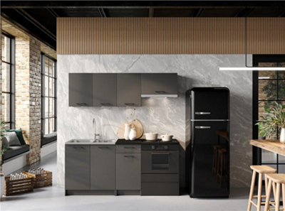 Kitchenette Small Kitchen Cabinets 5 Units Complete Set 180cm Black ...