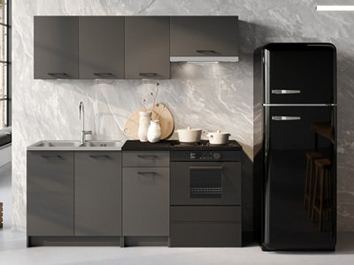Kitchenette Small Kitchen Cabinets 5 Units Complete Set 180cm Black ...