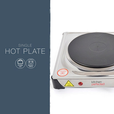 KitchenPerfected 1500W Single Hotplate - Polished Steel