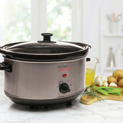 KitchenPerfected 3.5Ltr Oval Slow Cooker - Stainless Steel