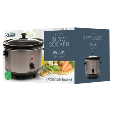 KitchenPerfected 3.5Ltr Oval Slow Cooker - Stainless Steel