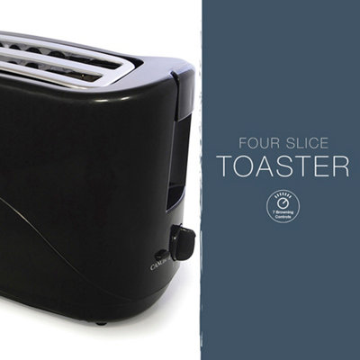 KitchenPerfected 4 Slice Long Slot Toaster - Black