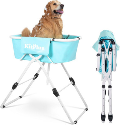 KITPLUS Foldable Dog Bath Tub with 5 Height Adjustable to Cease Back ...