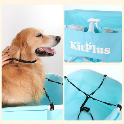 KITPLUS Foldable Dog Bath Tub with 5 Height Adjustable to Cease Back ...
