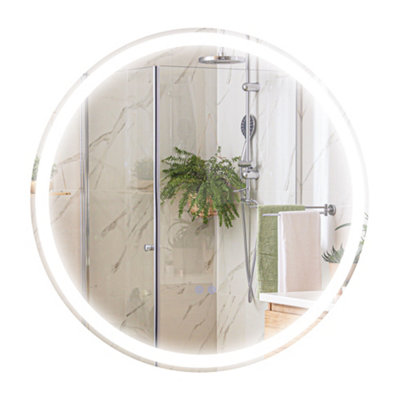kleankin Dimmable Bathroom Mirror with LED Lights, Defogging Film, Silver