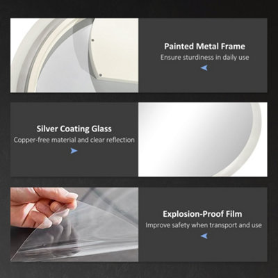 kleankin Illuminated Bathroom Mirror with Defogging Film, LED Lights ...