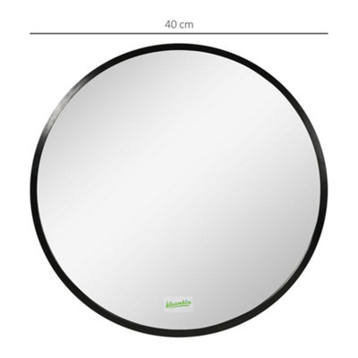 kleankin Round Bathroom Mirror, Modern Wall Mirror Aluminium Frame ...
