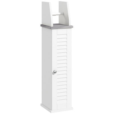 kleankin Slim Toilet Roll Storage Unit with Cupboard and Adjustable ...