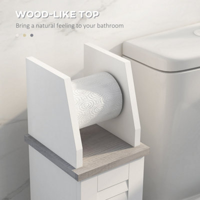 kleankin Slim Toilet Roll Storage Unit with Cupboard and Adjustable ...