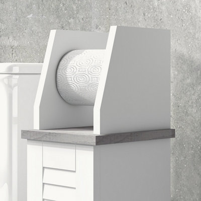 kleankin Slim Toilet Roll Storage Unit with Cupboard and Adjustable ...