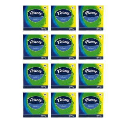 Kleenex Balsam 3-Ply Facial Tissues Soft & Gentle 56 Tissues - Pack of 12