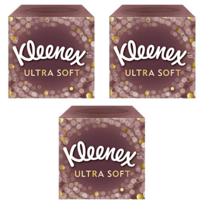 Kleenex Ultra Soft Facial Tissues, Tissues Box SMALL CUBE BOX (Pack of 3)