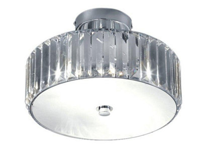Kliving Hesketh Chrome Clear Acrylic Ceiling Two Light Fitting Light ...