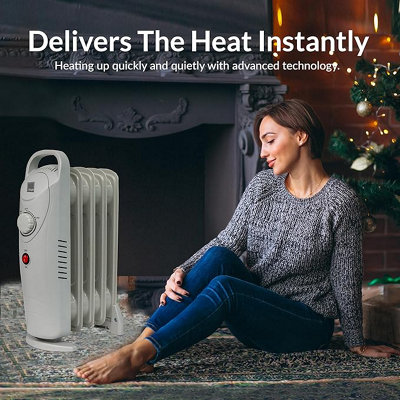 KNIGHT 5 Fins 500W Oil-Filled Radiator Heater White Colour with ...