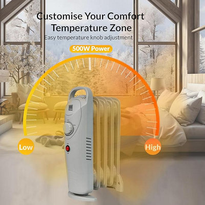 KNIGHT 5 Fins 500W Oil-Filled Radiator Heater White Colour with ...