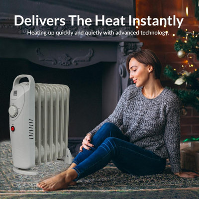 KNIGHT 7 Fins 700W Oil-Filled Radiator Heater White Colour with ...