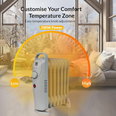 KNIGHT 7 Fins 700W Oil-Filled Radiator Heater White Colour with ...